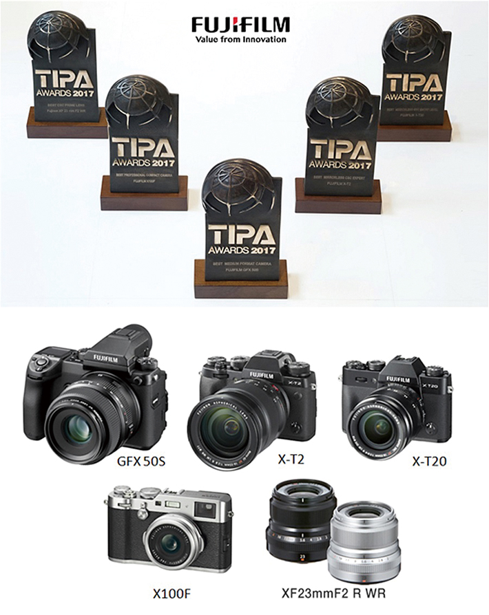 후지필름, 2017 TIPA 어워드 7년 연속 수상 및 5관왕 달성